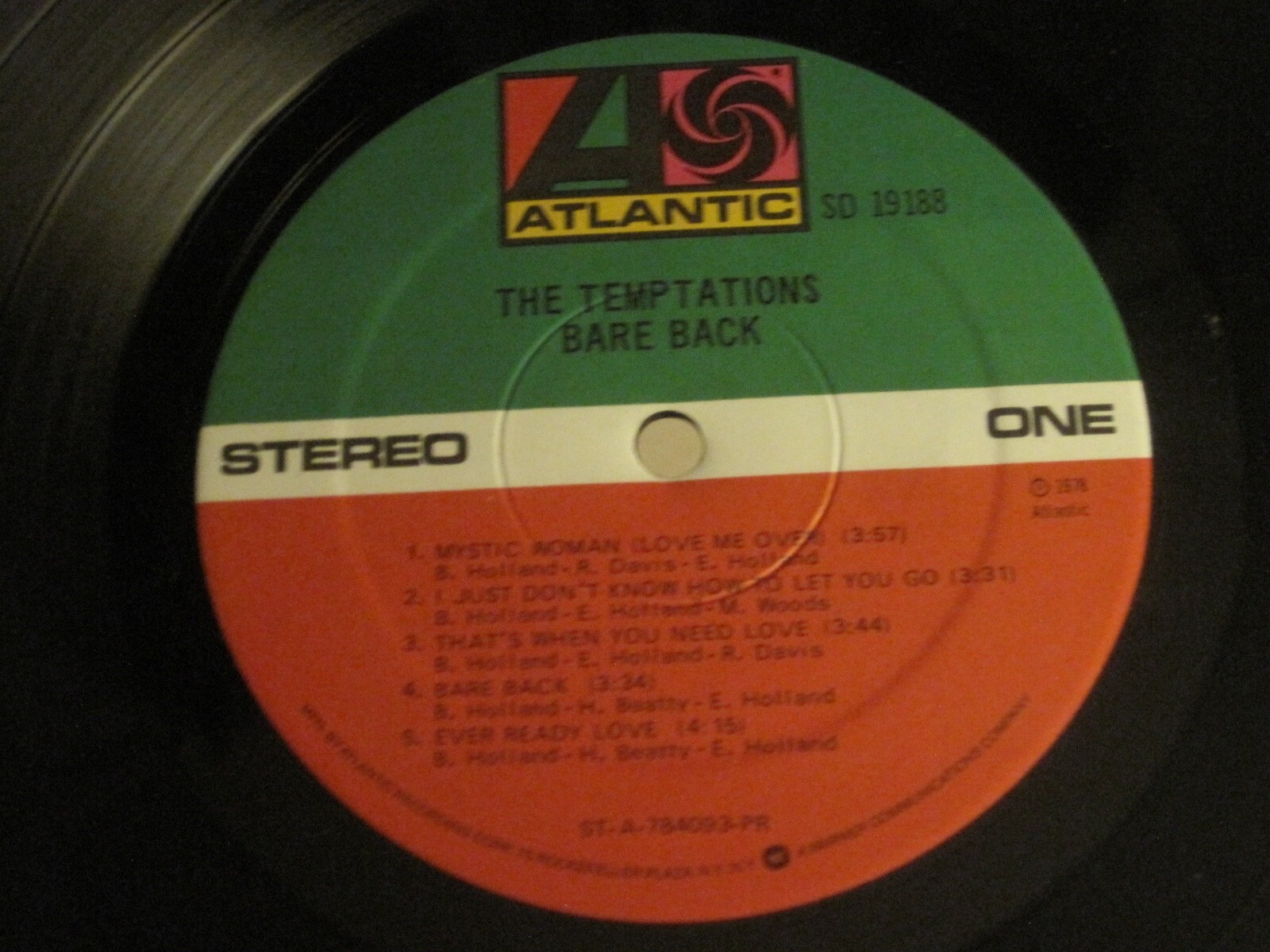 THE TEMPTATIONS BARE BACK LP OG '78 ATLANTIC SD-19188 FUNK SOUL R&B ...
