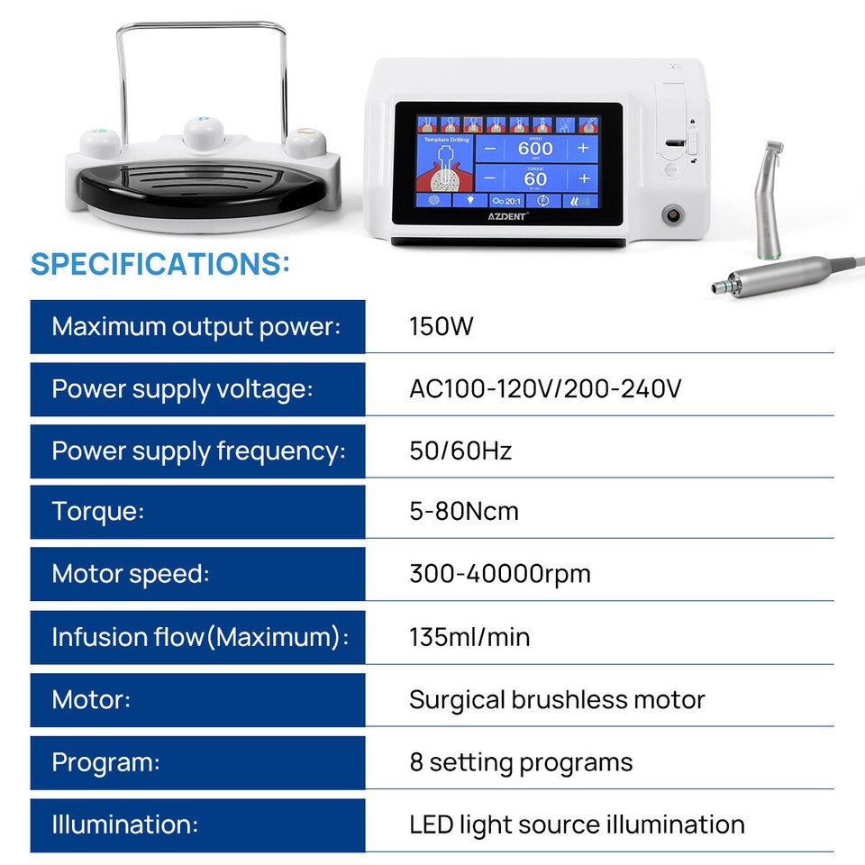 Dental LED Implant Motor Surgical System Touch Screen+LED Contra Angle ...