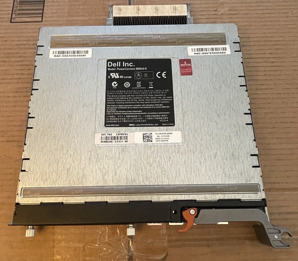 Dell PowerConnect M8024-K P/N# 9NP48 10Gb Ethernet Blade Switch M1000E ...
