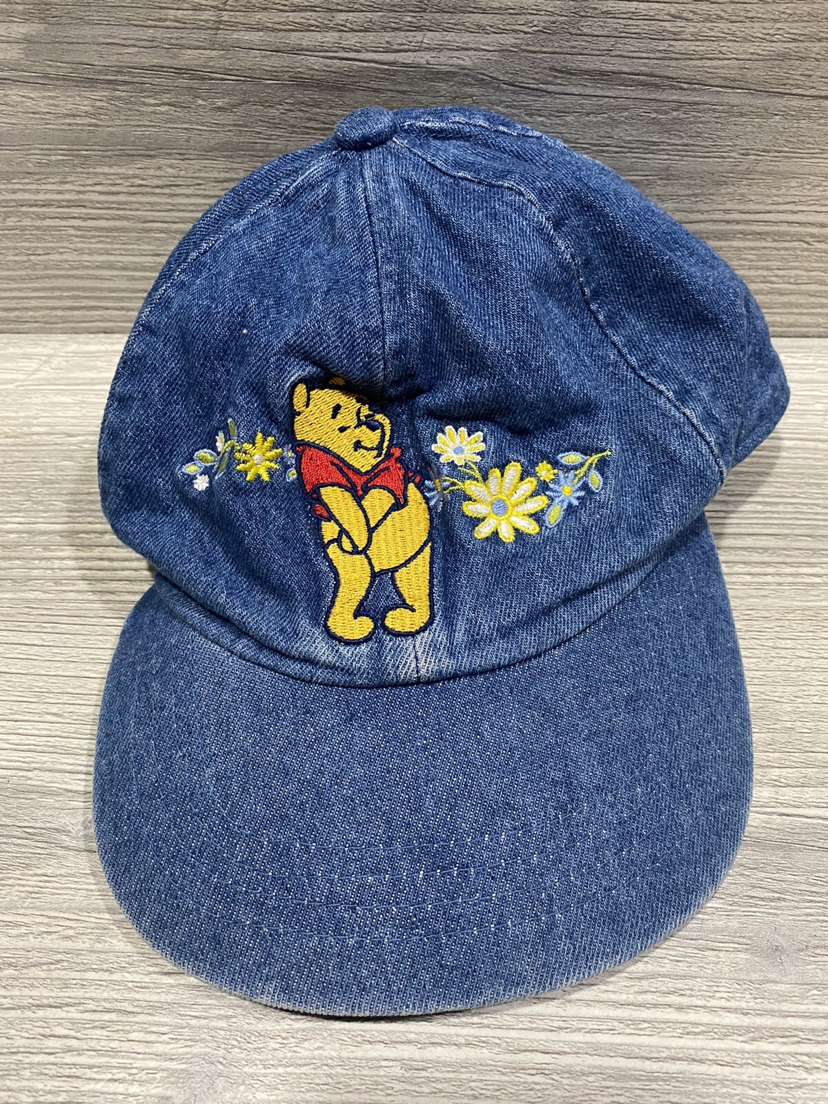 Disney Unisex Adult Denim Embroidered Winnie The Pooh Cap With Flowers ...