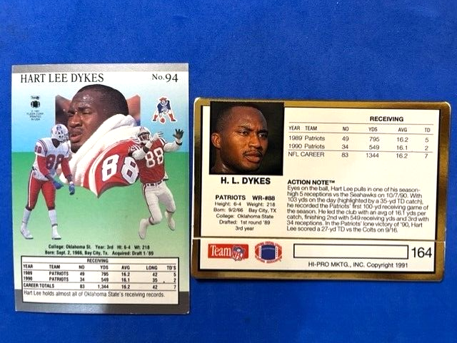 NFL - Hart Lee Dykes 1991 Fleer Ultra & 1991 Hi-Pro Action Packed ...