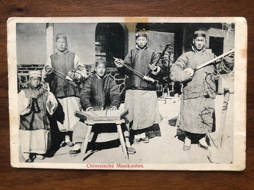 CHINA OLD POSTCARD CHINESE MUSICIAN GROUPE TSINGTAU TO GERMANY 1905 ...