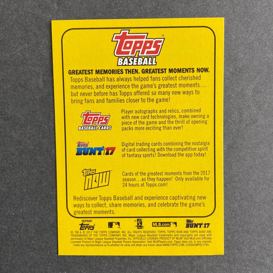 Reggie Jackson 2017 Topps Series One Rediscover Reprint RT-3 Oakland ...