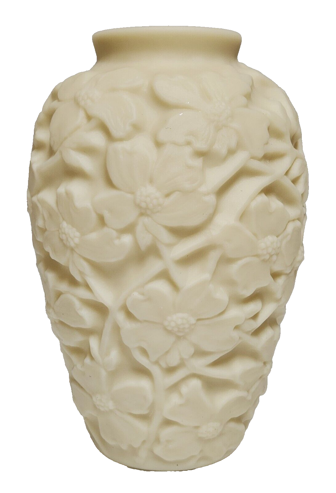 Phoenix Consolidated Glass Cream Color Wild Rose Pattern Vase Matte ...