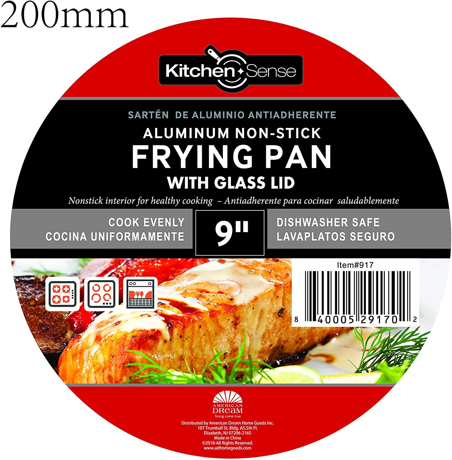 Kitchen Sense Heavy Duty Non-Stick Fry Pan with Glass Lid, 9 inch | eBay