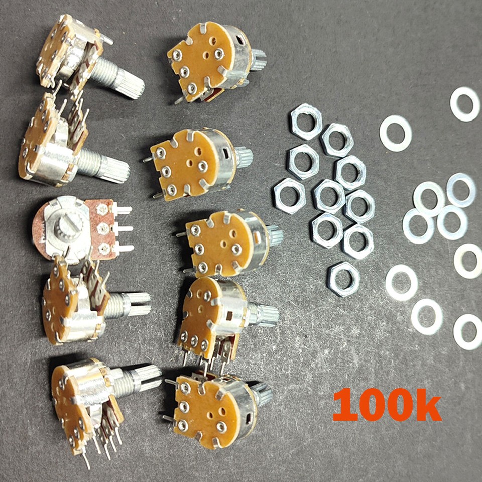 10Pcs B100K 100K WH148 5 Pins Potentiometer with Switch Shaft 15mm 5 ...