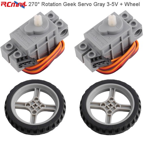 2pcs GeekServo 270 Degree Servo 3pin JR Plug + Tire Wheel for Microbit ...
