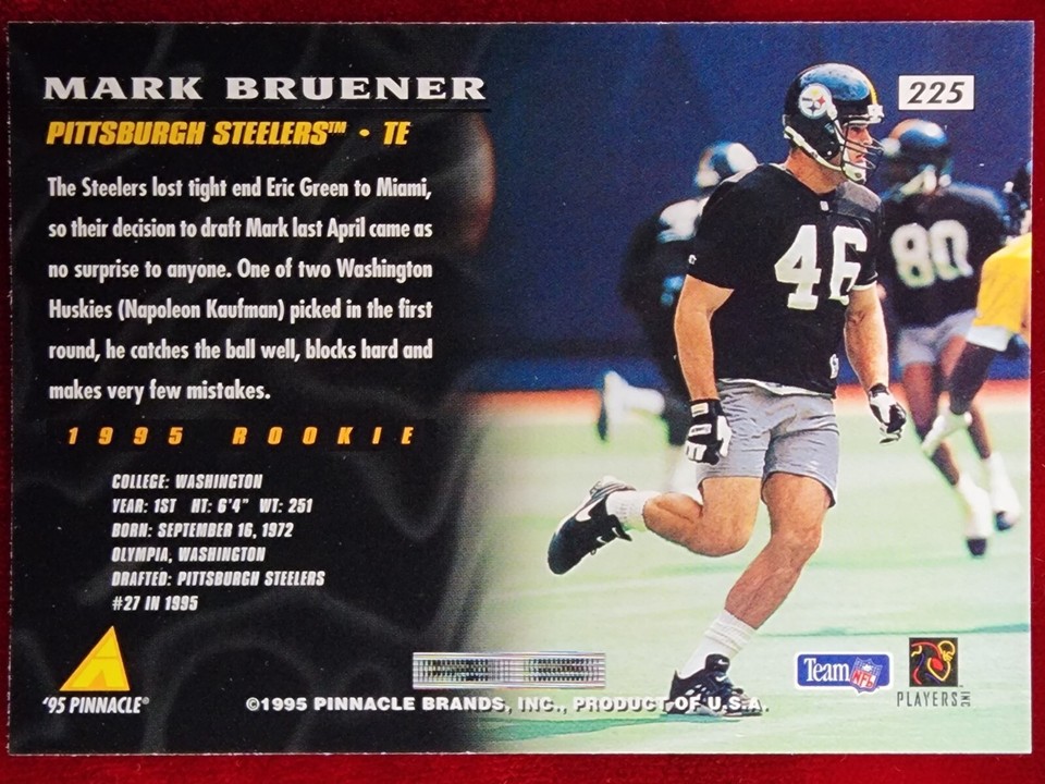 1995 Pinnacle Football Card #225 Mark Bruener RC Rookie Steelers | eBay