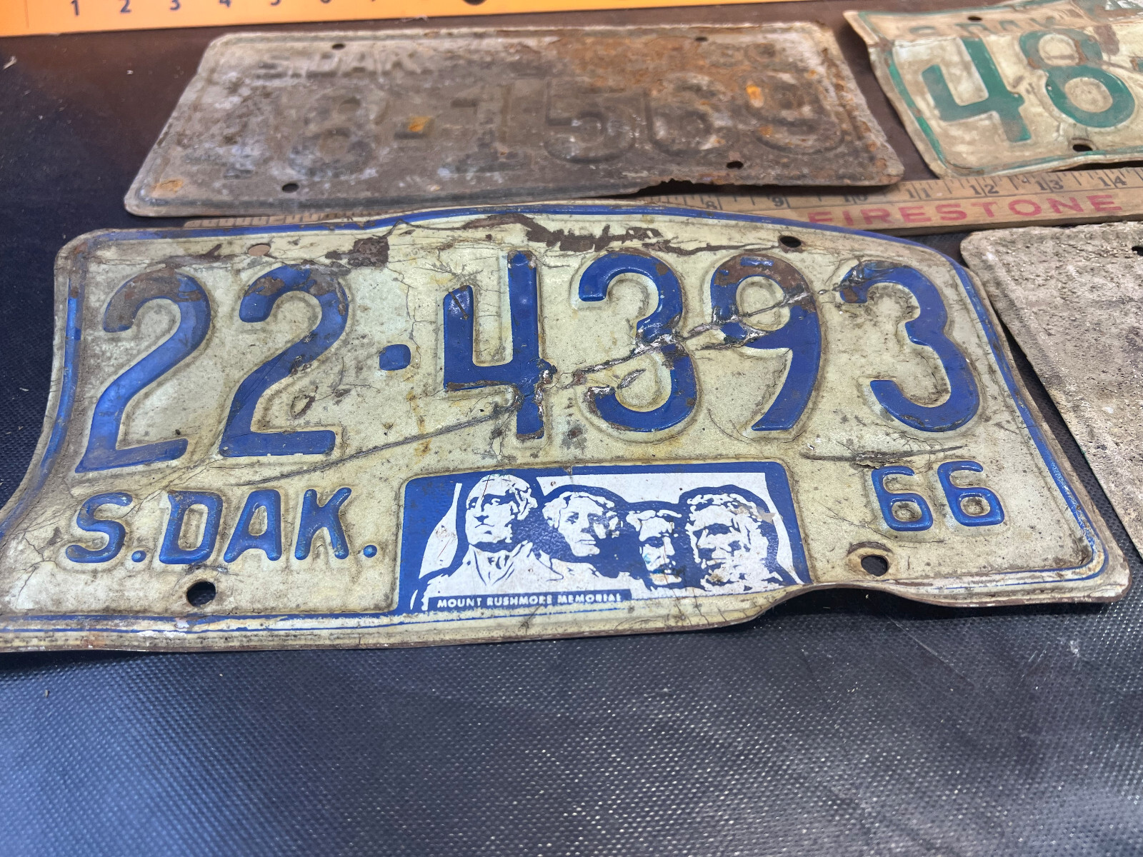 4 Vtg 1960s South Dakota License Plates POOR CONDITION Mount Rushmore ...