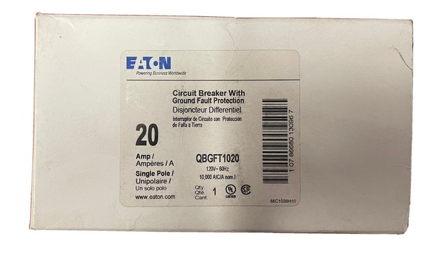 Eaton QBGFT1020 120V 20A Ground Fault Circuit Breaker for sale online ...