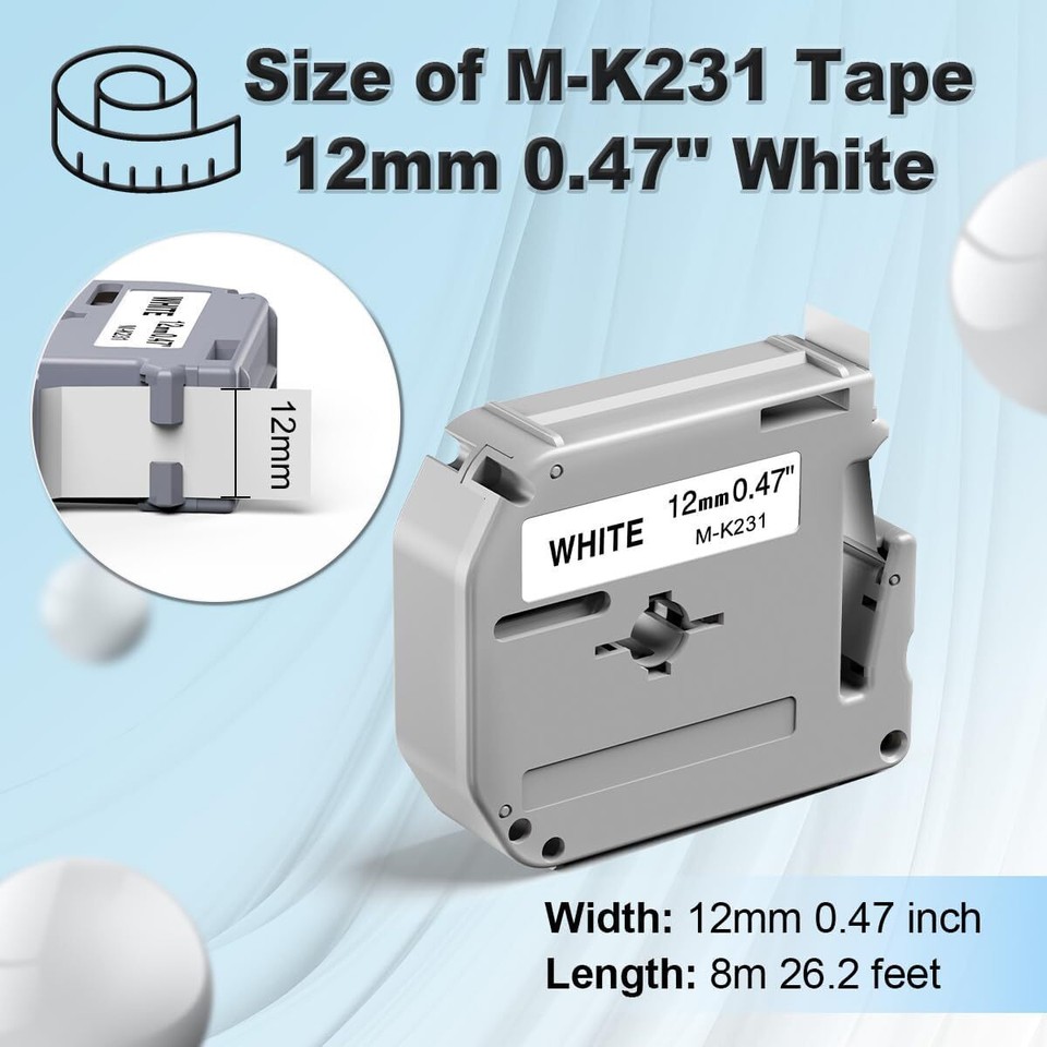 4PK Compatible M-K231 Label Tape Brother Tape M231 MK231 M-231 M-K231s ...
