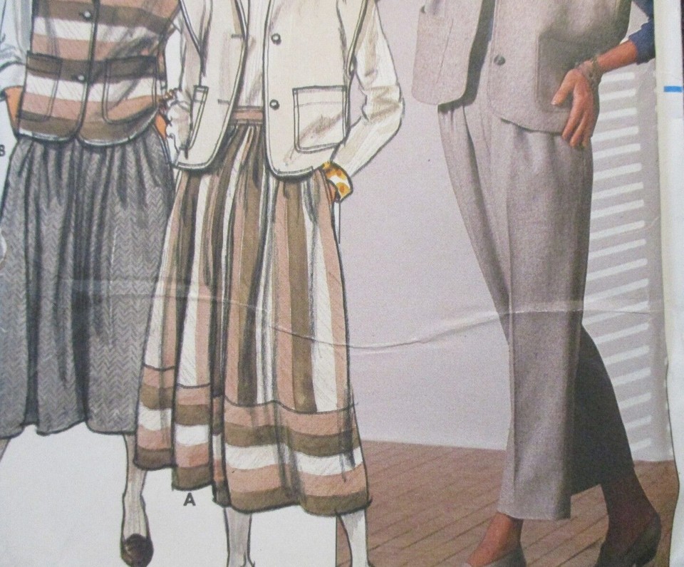 Butterick Pattern 6719 Miss Size 10 Bust 32 1/2" Vest Skirt Pants Uncut ...
