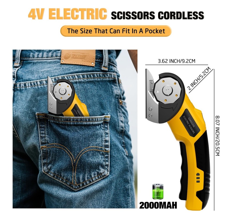 Cordless Electric Scissors,4V Rechargeable Cardboard Cutter Heavy Duty ...