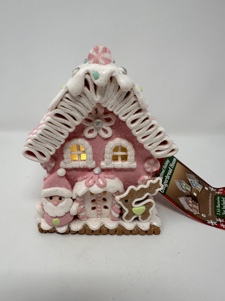 Gingerbread House, Candyland Christmas Village, Pastel Pink, Blue ...