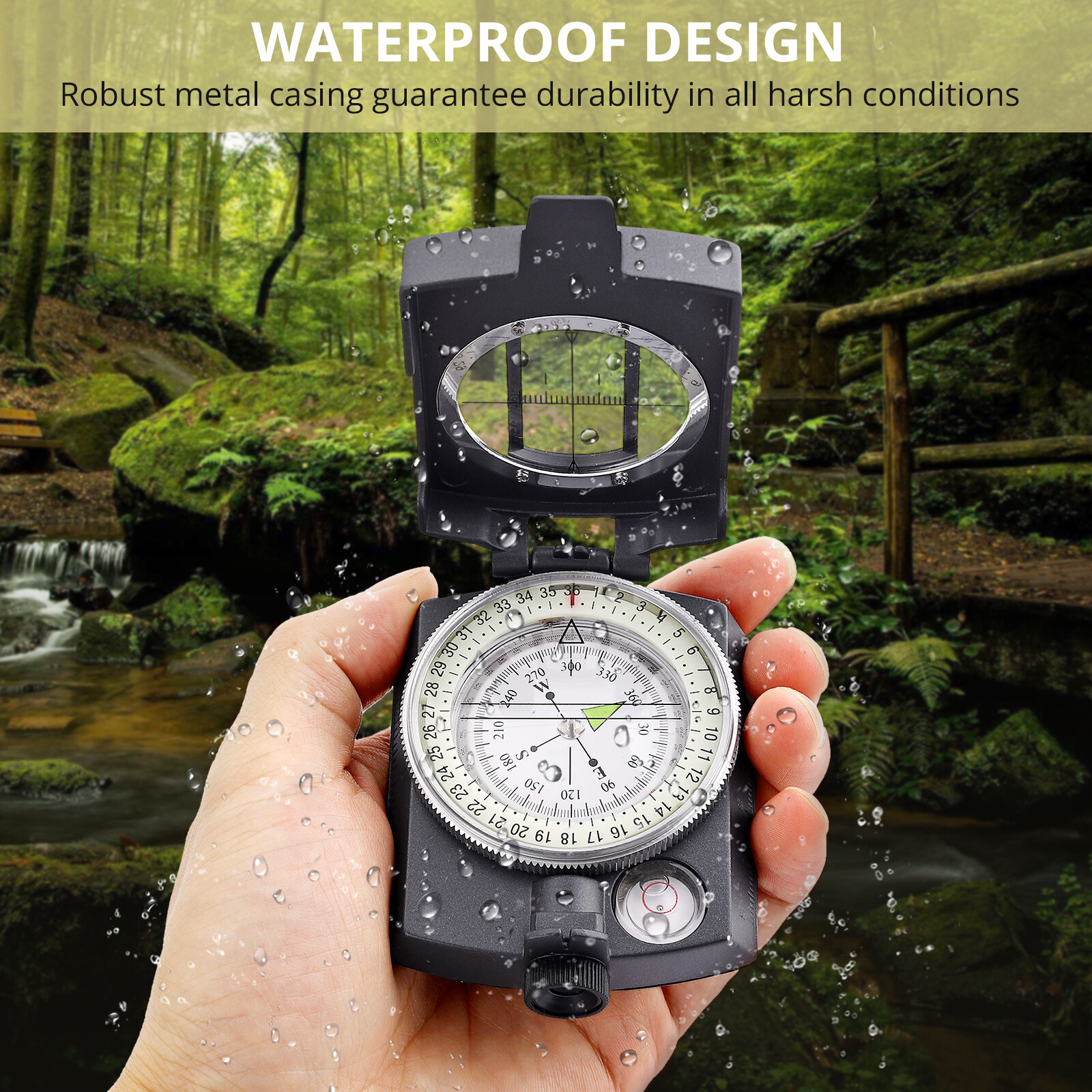 Pocket Military Compass Metal Sighting Clinometer for Camping Hiking ...