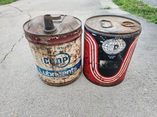 Vintage Antique 5 Gallon Oil Lube Can Metal Advertising Man Cave Empty ...