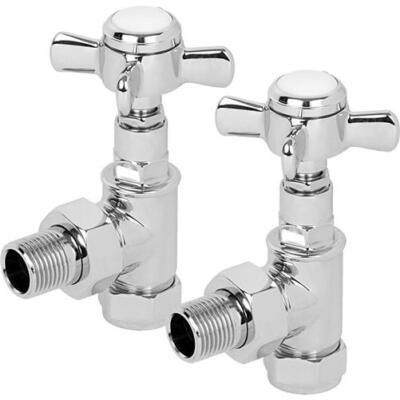 UK Radiators Valves Manual 8mm Brass Angled Chrome Polished *PAIR ...