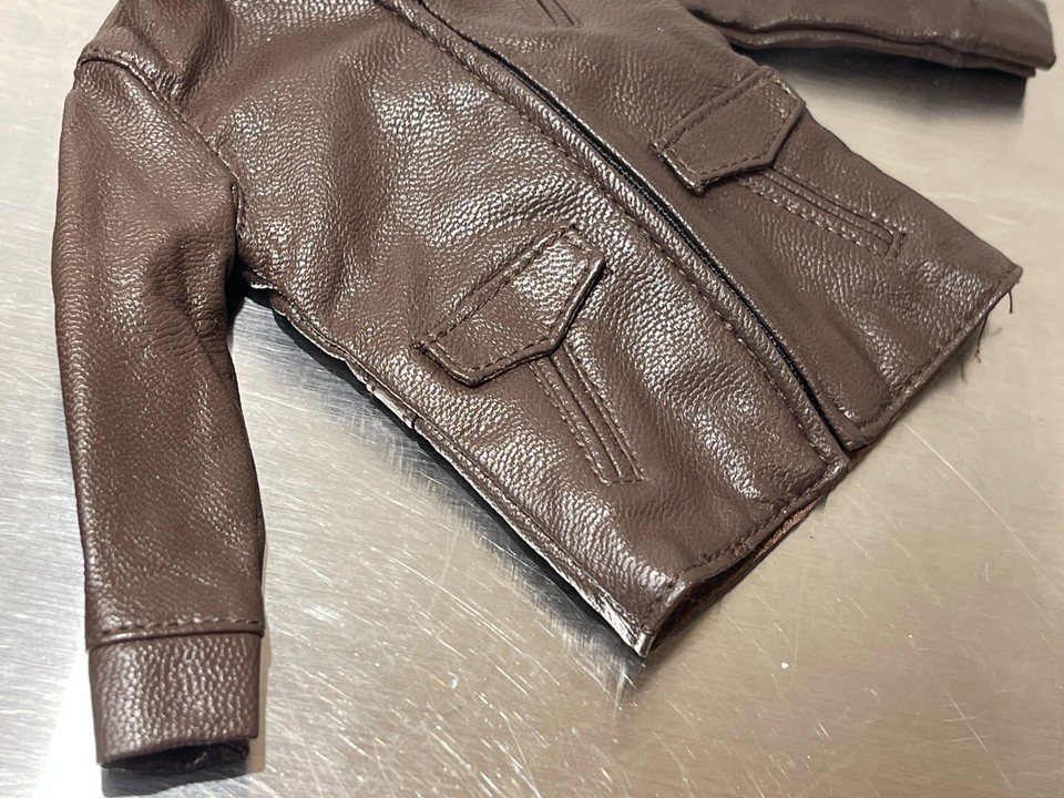 1:6 Figure Nice Brown Soft Leather Jacket w zipper Custom Indiana Jones ...