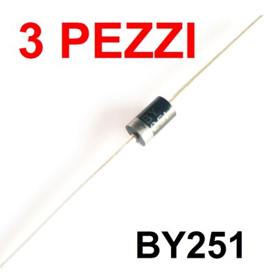 3 pezzi BY251 BY 251 Diodo a Recupero Standard 200V 3A | eBay