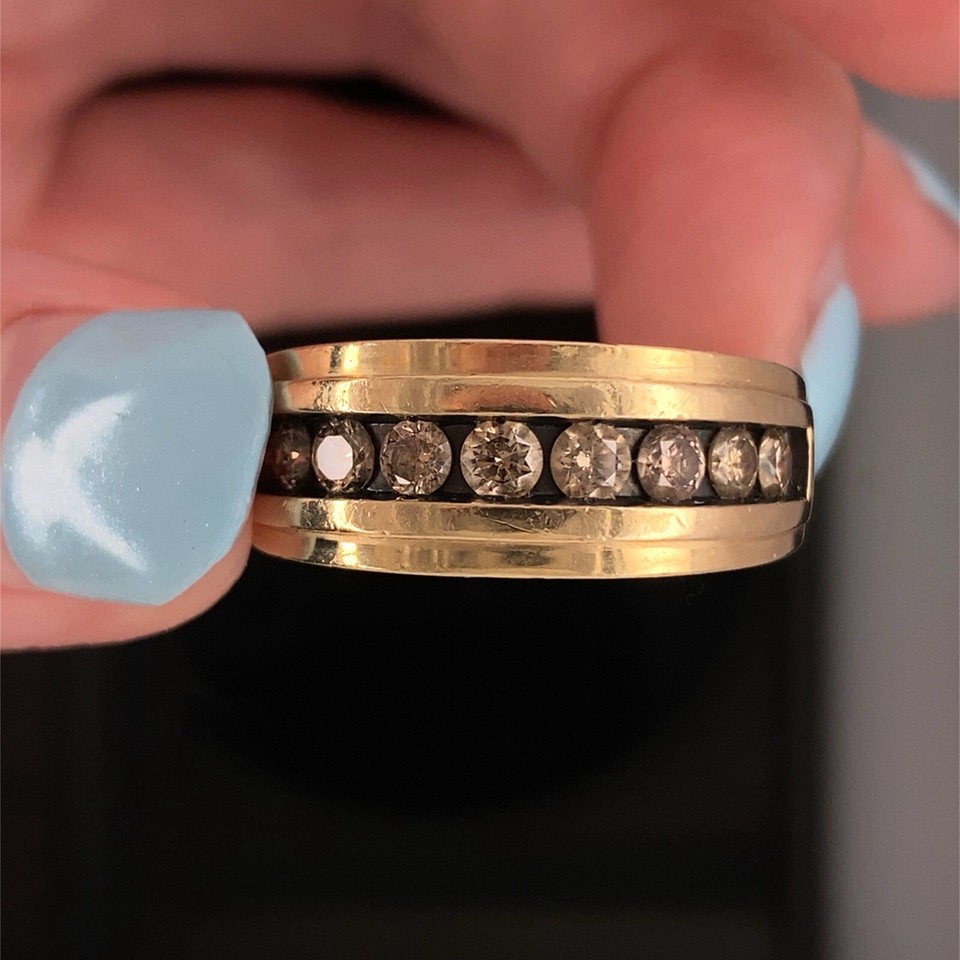 MGW 10k Yellow Gold 1.00Ctw Cognac Diamond Band Men’s Ring $2650 Retail ...