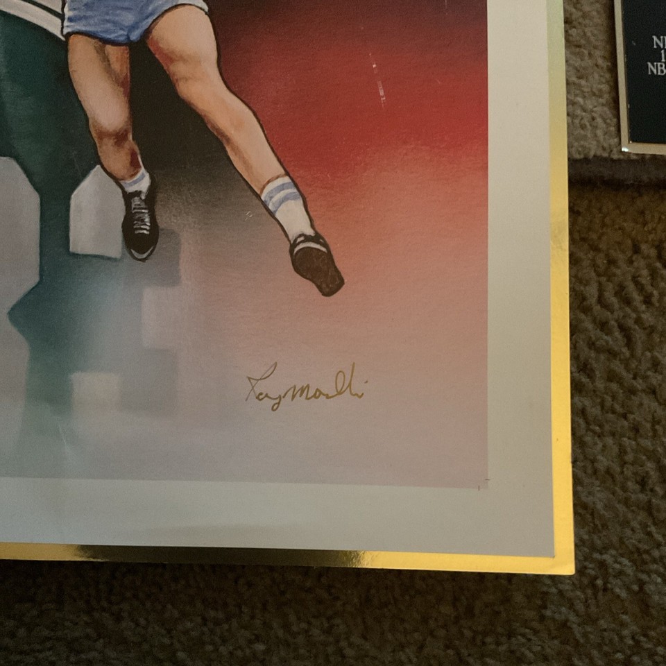 Larry Bird Autographed Lithograph Signed By Artist With Authentic 208/ ...