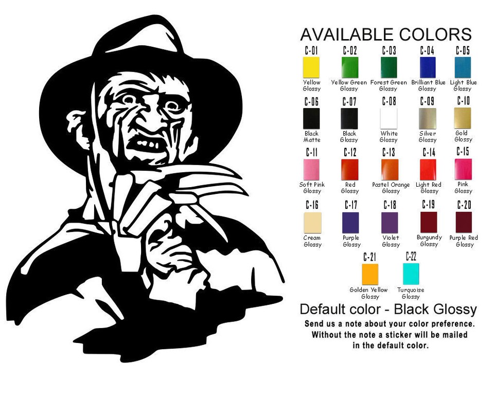 Freddy Krueger Vinyl Decal Sticker Car Window Wall Laptop Horror Film ...