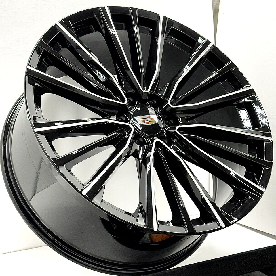 22" Gloss Black Milled 2024 Cadillac Escalade V Replica OE Wheels 6x5.5 ...