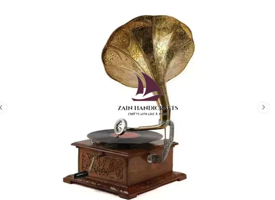 ZAIN HMV Gramophone Fully Functional Working Phonograph win-up record ...
