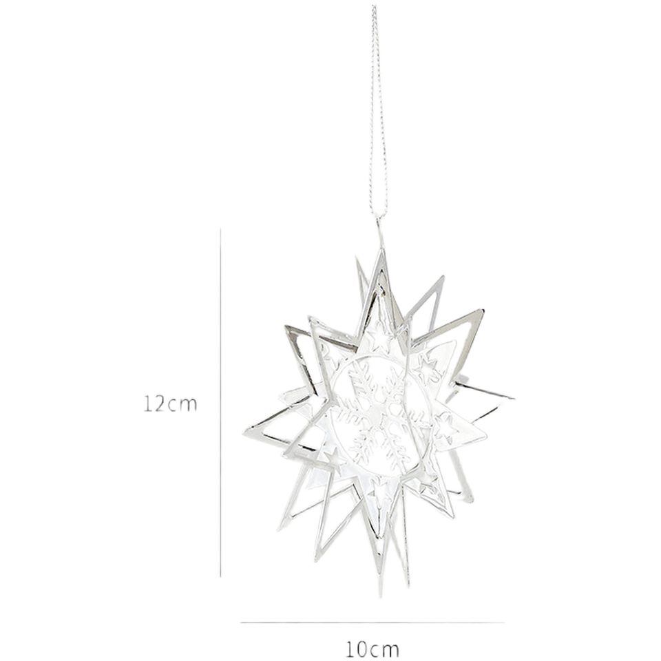 Iron Snowflake Bell Star Ornaments for Hanging Gold Silver Christmas ...