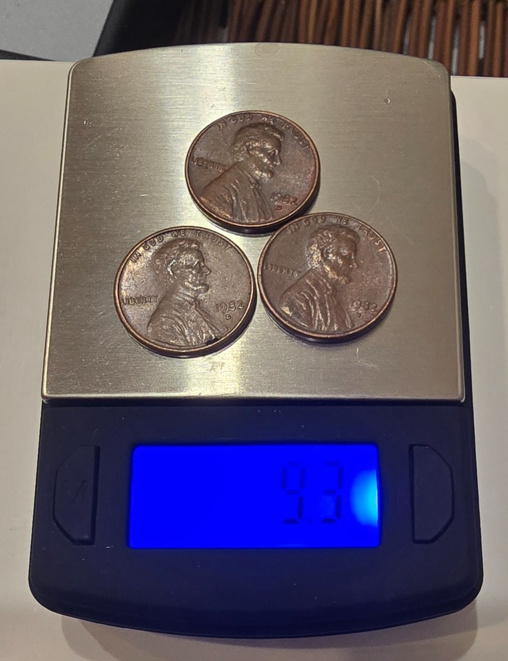 ***THREE Circulated*** 1982 D Lincoln penny, LG DATE COPPER 3.1 GR Each ...