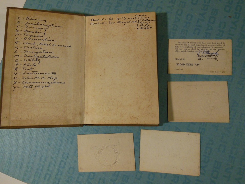 US Navy Aviator's Log Book, 1943-45, VP 209, Ecuador, Galapagos, anti ...