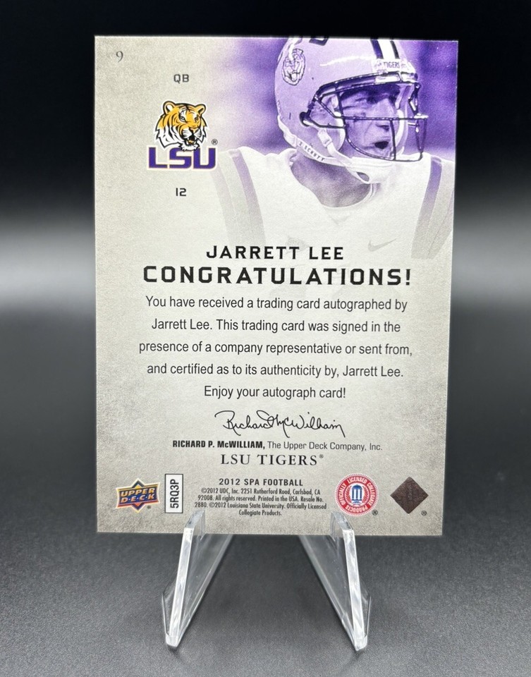 2012 SP Authentic - #9 Jarrett Lee (RC) Auto LSU Autograph RARE | eBay