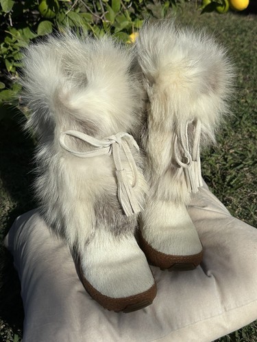PAJAR Fox Volpe WHITE Genuine Fox Fur Boots, Women's Size US 7.5/EU 38 ...