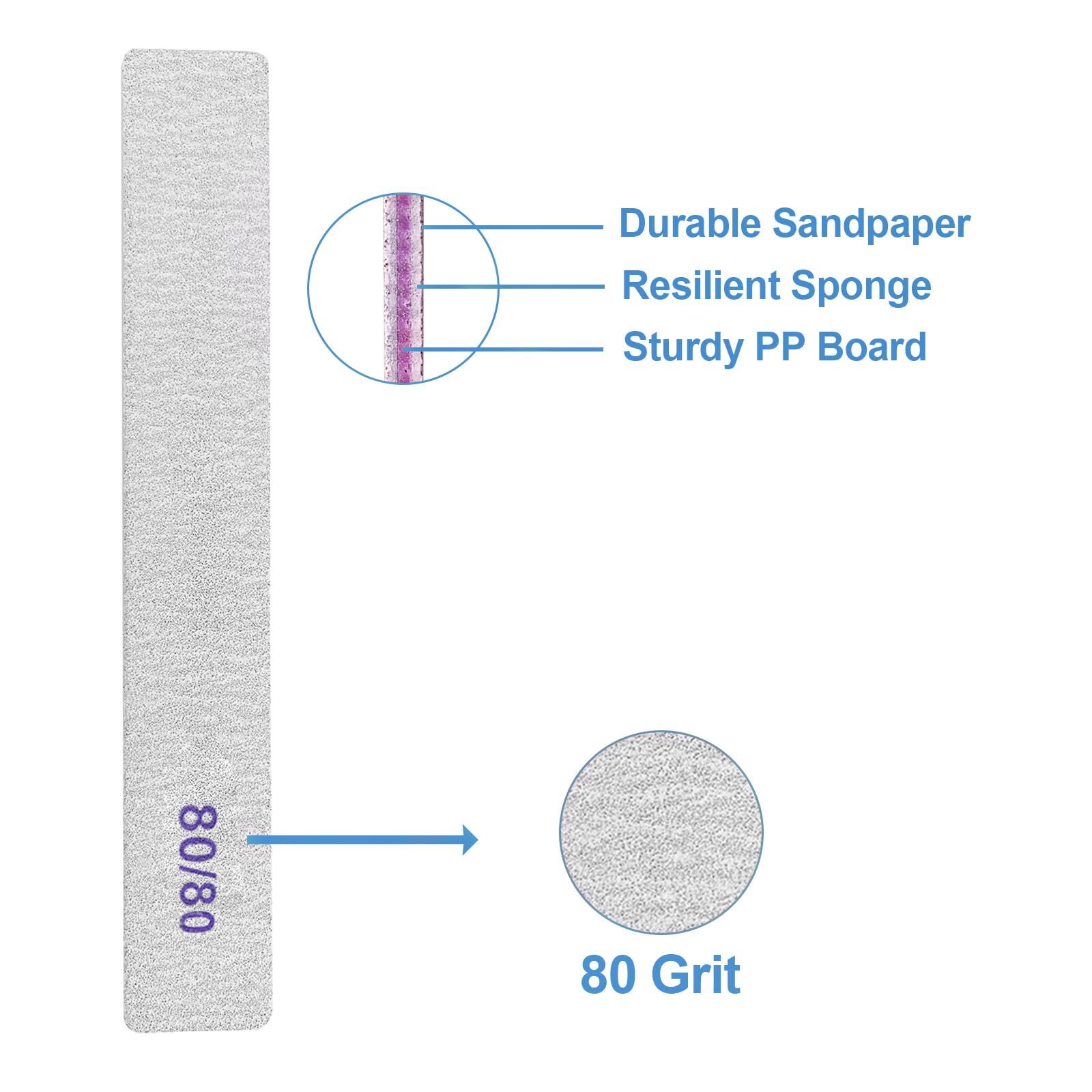 100 Pack 80/80 Double Sided Emery Boards Nail Files for Acrylic Gel ...