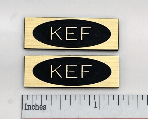 KEF Speaker Badge Custom Gold Incised Laminated Plastic Pair Satin Gold ...