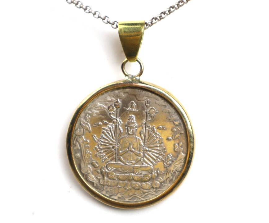 Tibet Silver Ancient Buddhist Heart Sutra Coin Pendant 25gram Coin ...
