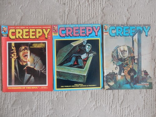 Creepy 3 ISSUE LOT #45,47,49 Warren Magazine Publishing ENRICH COVER ...