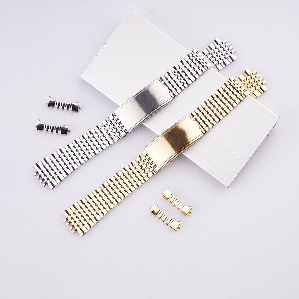 18mm Hollow Curved End Beads Of Rice Watch Band For Vintage Omega ...
