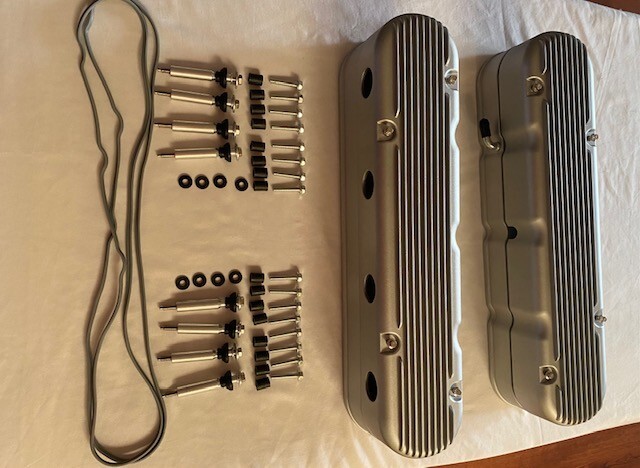 GM LS Valve Covers Alum Hidden Coils Vintage Finned Top 2pc LS1 LS2 LS3 ...