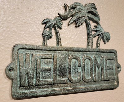 Tropical Island Welcome Sign Ocean Aquatic Home Decor Hanging Beach Art ...