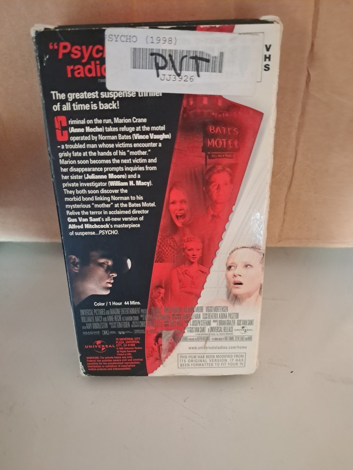 Psycho VHS Tape 1999 Special Edition ~ Vince Vaughn ~ Anne Heche Horror ...