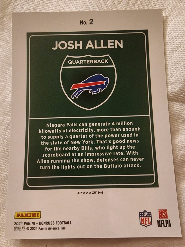 2024 Panini Donruss JOSH ALLEN Donruss Downtown Jumbo Buffalo Bills | eBay