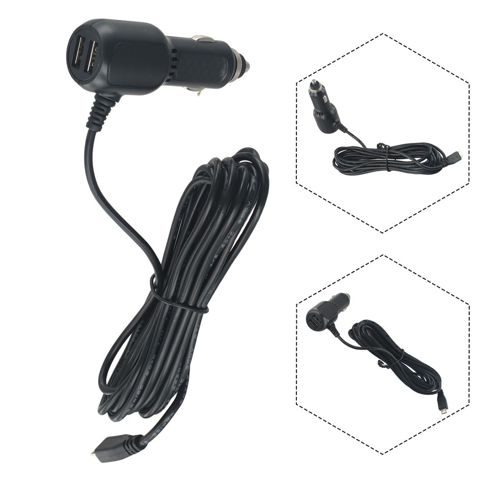 Dash Cam USB Power Cable 11 5ft for Dual Charging of GPS and For DVR ...