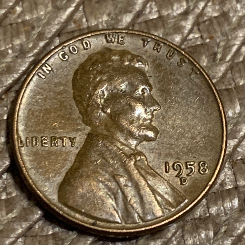 1958 D Lincoln Wheat Penny "L" in Liberty on Rim of Coin | eBay