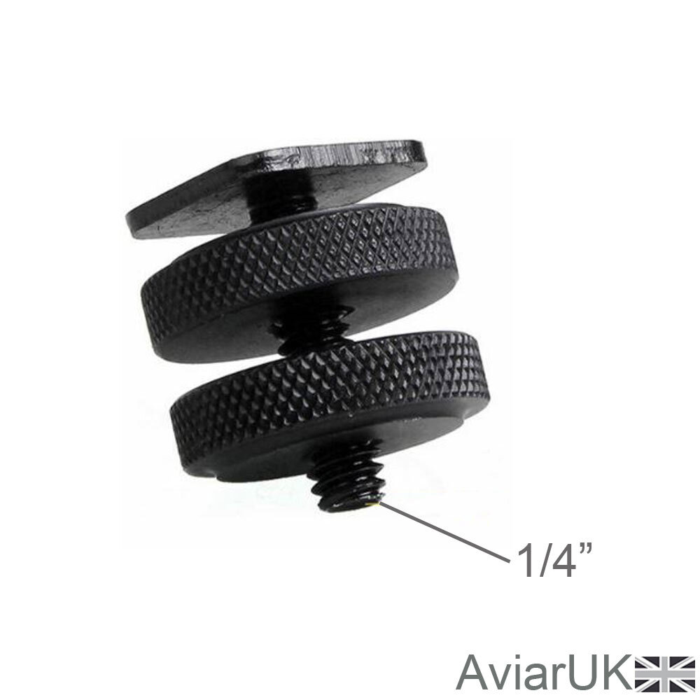 1/4" Dual Nut Tripod Mount Screw Thread Hot Shoe Flash Adapter Camera ...
