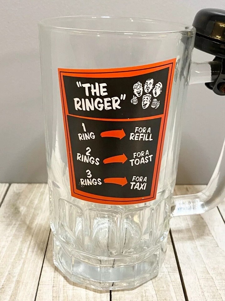 The Ringer Vintage Beer Glass With Bell On Handle WORKS! | eBay