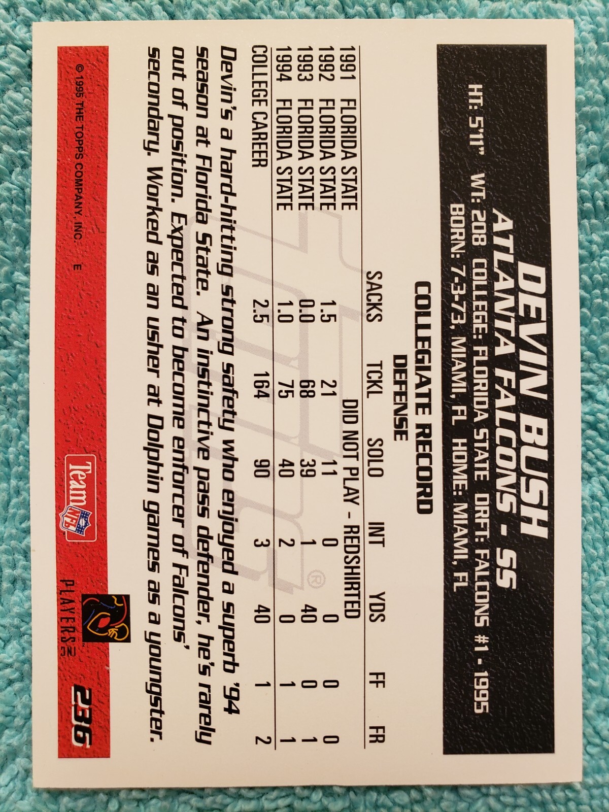 1995 Topps - #236 Devin Bush (RC) for sale online | eBay