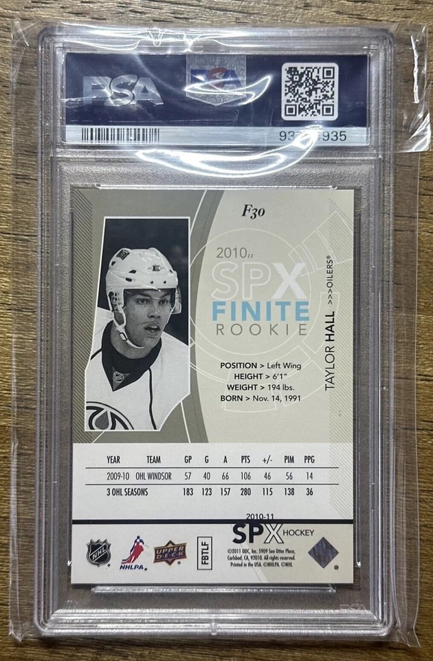 2010 SPX TAYLOR HALL FINITE ROOKIES RARE/99 #F-30 GRADED PSA MINT 9 | eBay