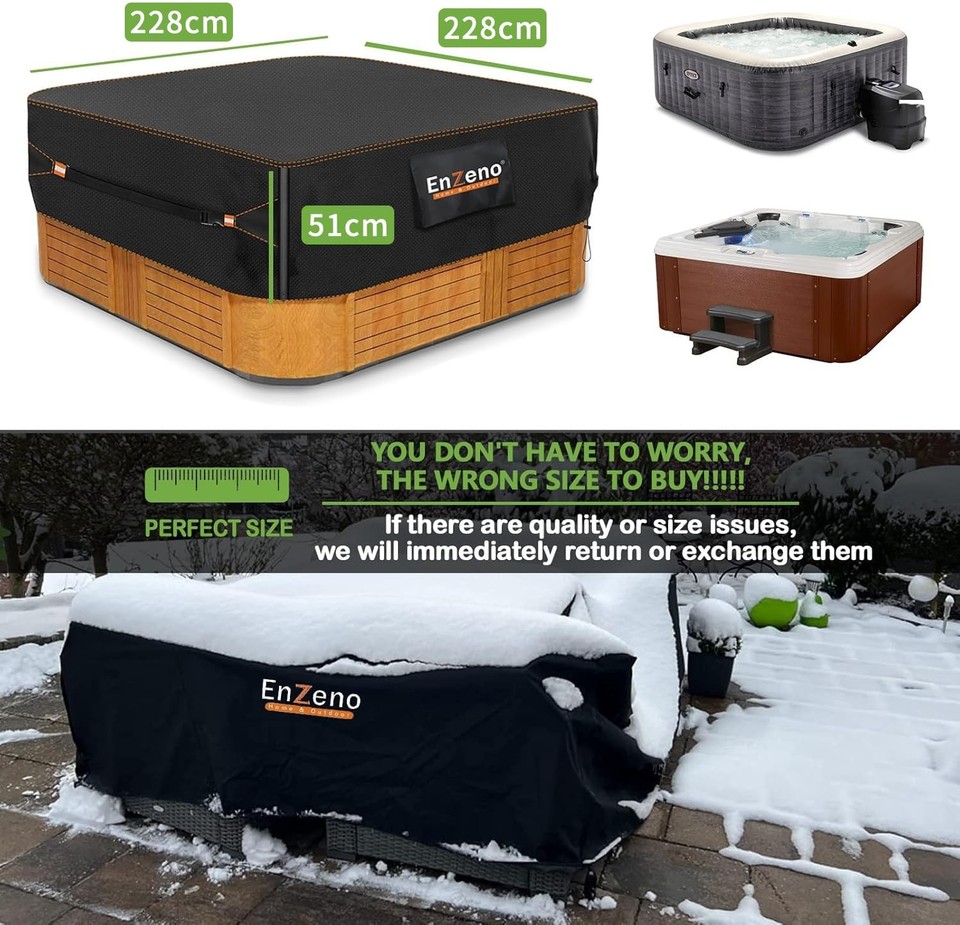 Outdoor SPA Hot Tub Cover Waterproof Square 90 X 90 Inch Fit 89 X 89 or ...