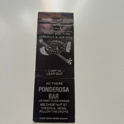 Ponderosa Bar Chestnut Johnny Russ Virginia MN Vintage Matchbook Cover ...